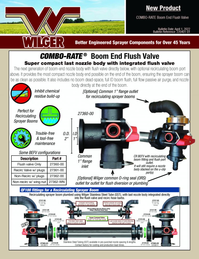 COMBO-RATE Boom End Flush Valve – New product release – Wilger