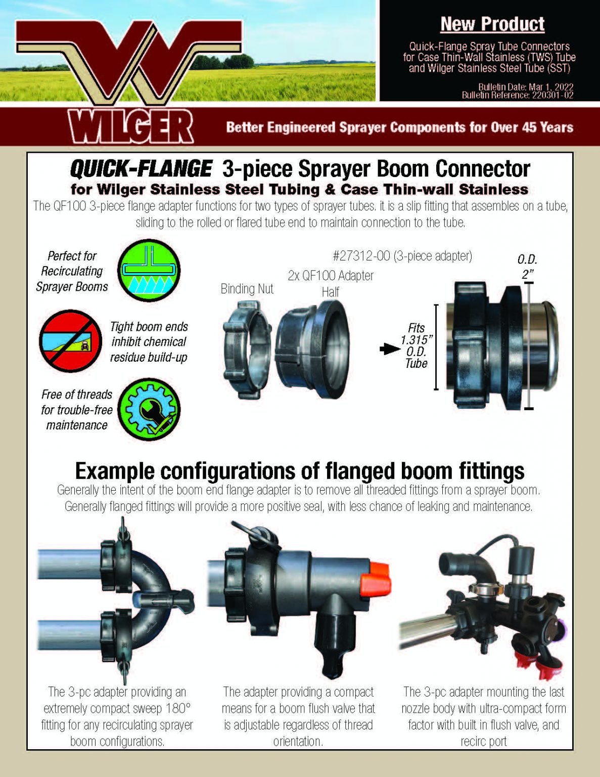 QF100 Flange Boom End Adapter – Wilger